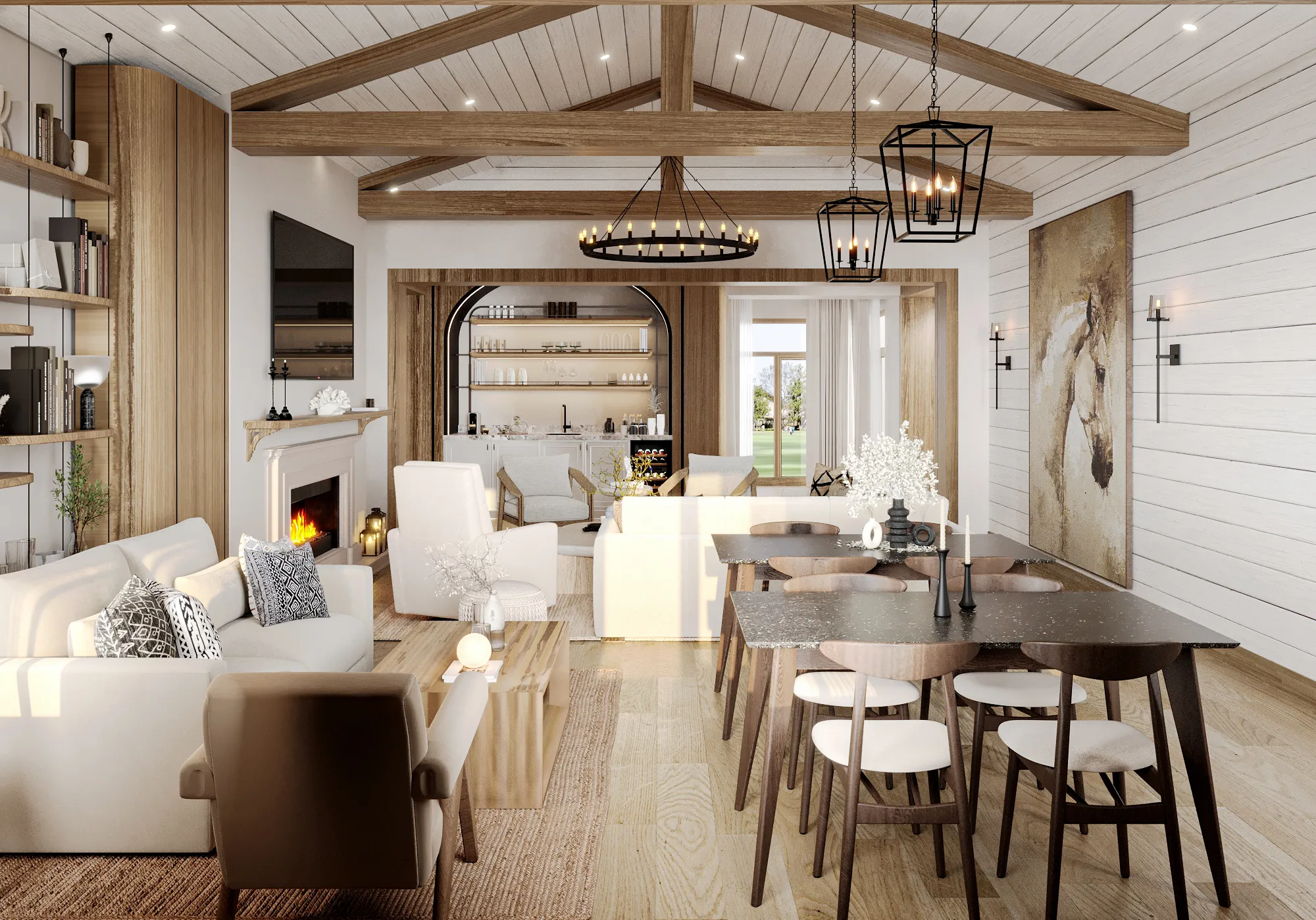 Cabin Chic: A Community room in a clubhouse